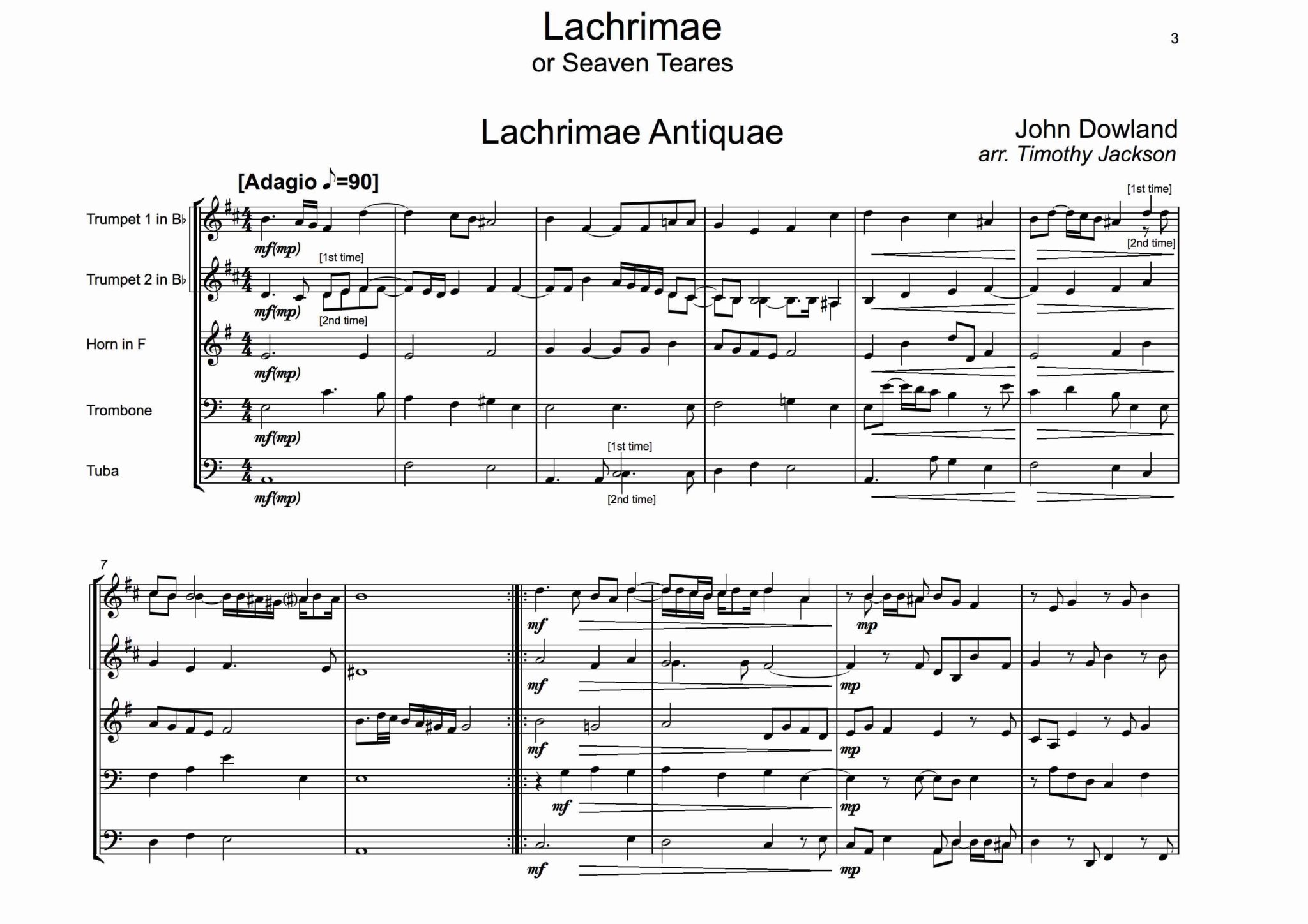 Five Movements from “Lachrimae” by Dowland arr. Tim Jackson DOWNLOAD ...