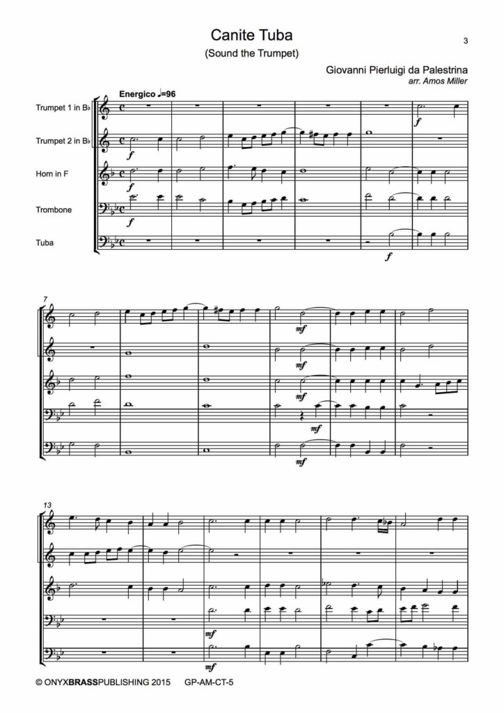 Canite Tuba by Palestrina Arr. Amos Miller DOWNLOAD – ONYX BRASS PUBLISHING