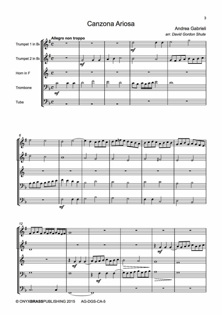 Canzona Ariosa by Andrea Gabrieli Arr. David Gordon Shute DOWNLOAD ...
